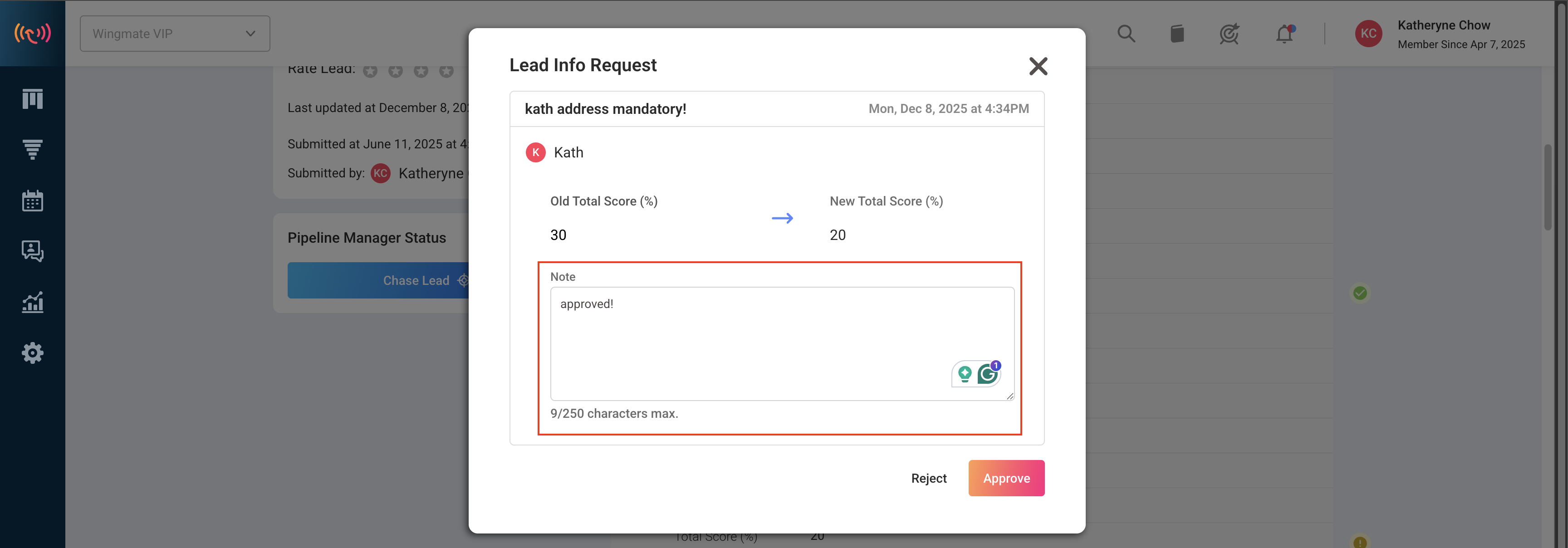 Approvals: How to Accept/Reject an Approval – Wingmate Support