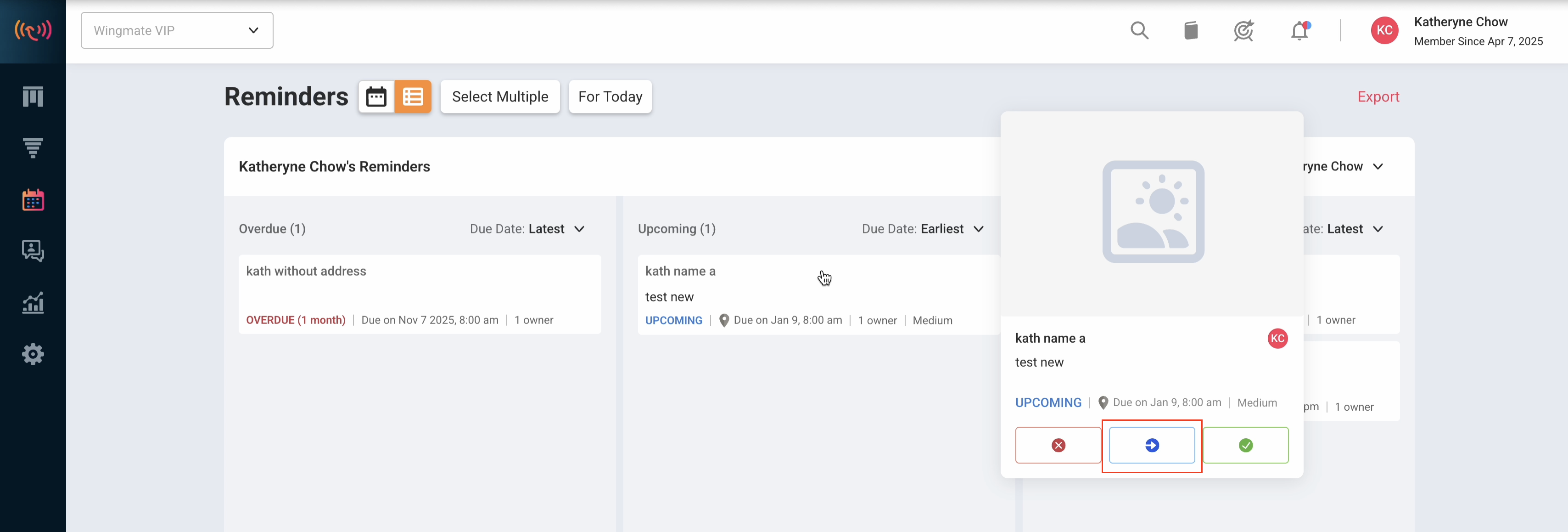Reminders: How to Push Back a Reminder – Wingmate Support