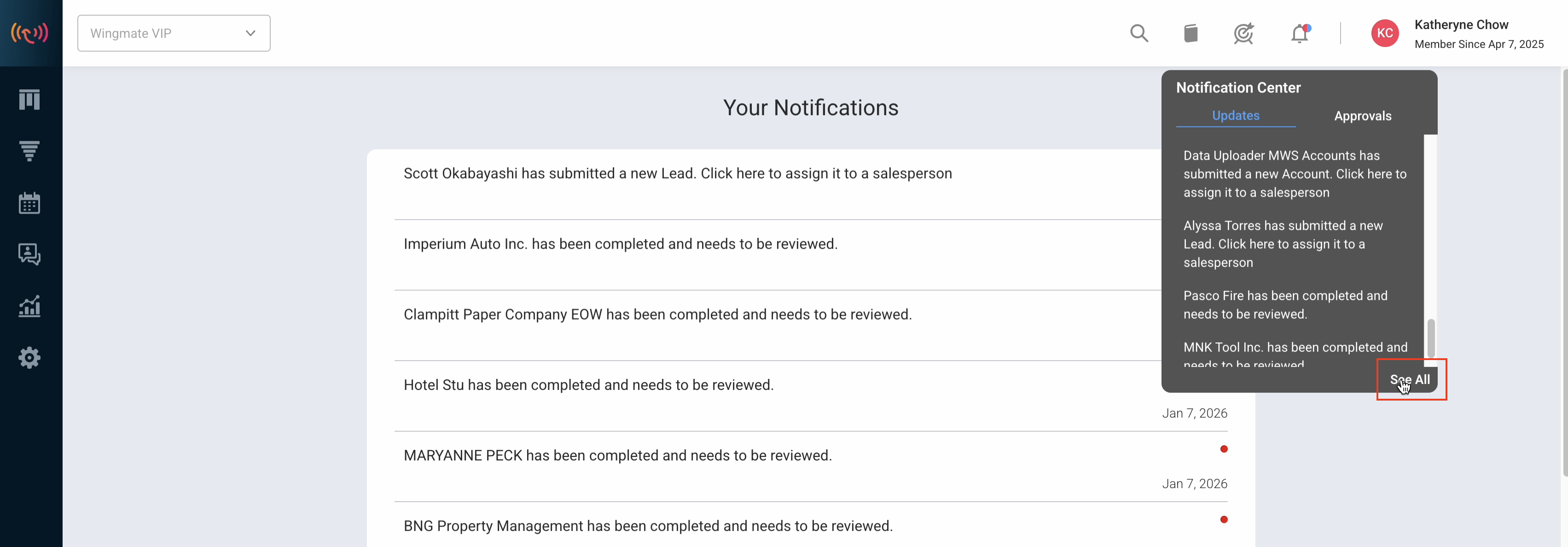 How to See and Clear Your Notifications – Wingmate Support